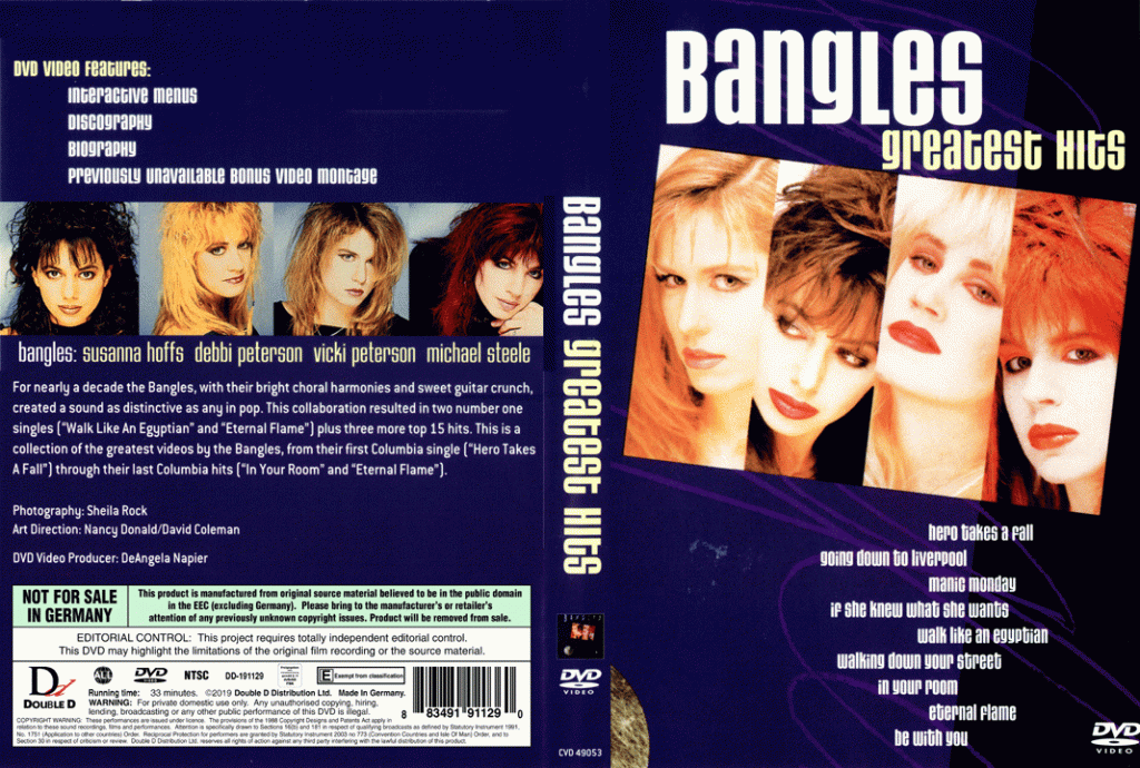 Bangles – Greatest Hits (1 PAL DVD-R disc) – Kaleidoscope Video