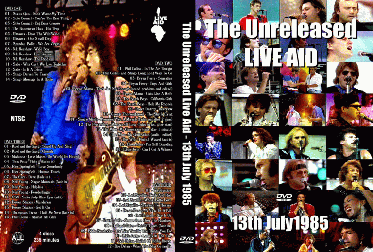 Live Aid Unreleased Performances (4 DVD-R discs) – Kaleidoscope Video