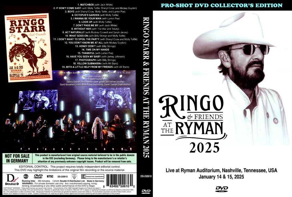 Ringo Starr & Friends – Ryman Auditorium 2025 (1 DVD-R disc ...